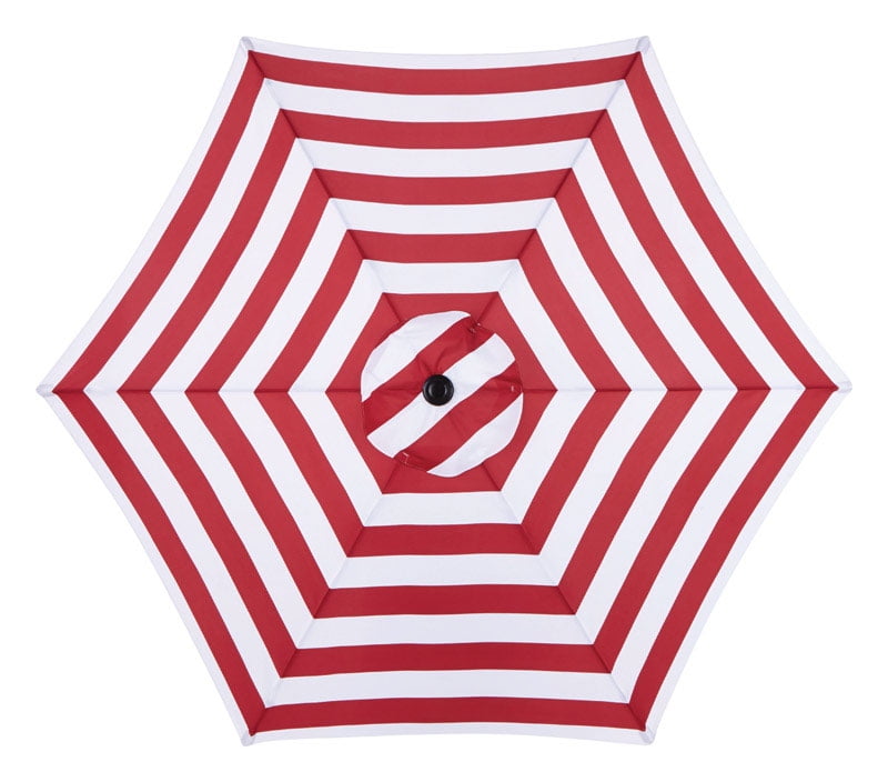 Living Accents 9 ft. Tiltable Red White Stripe Market Umbrella ...