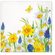 Keep Unique Spring Flower Decoupage Party Paper Napkins, White, Blue ...