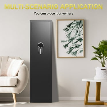 53.15" Wall Gun Cabinet, Biometric Fingerprint Hidden Gun Safe With ...