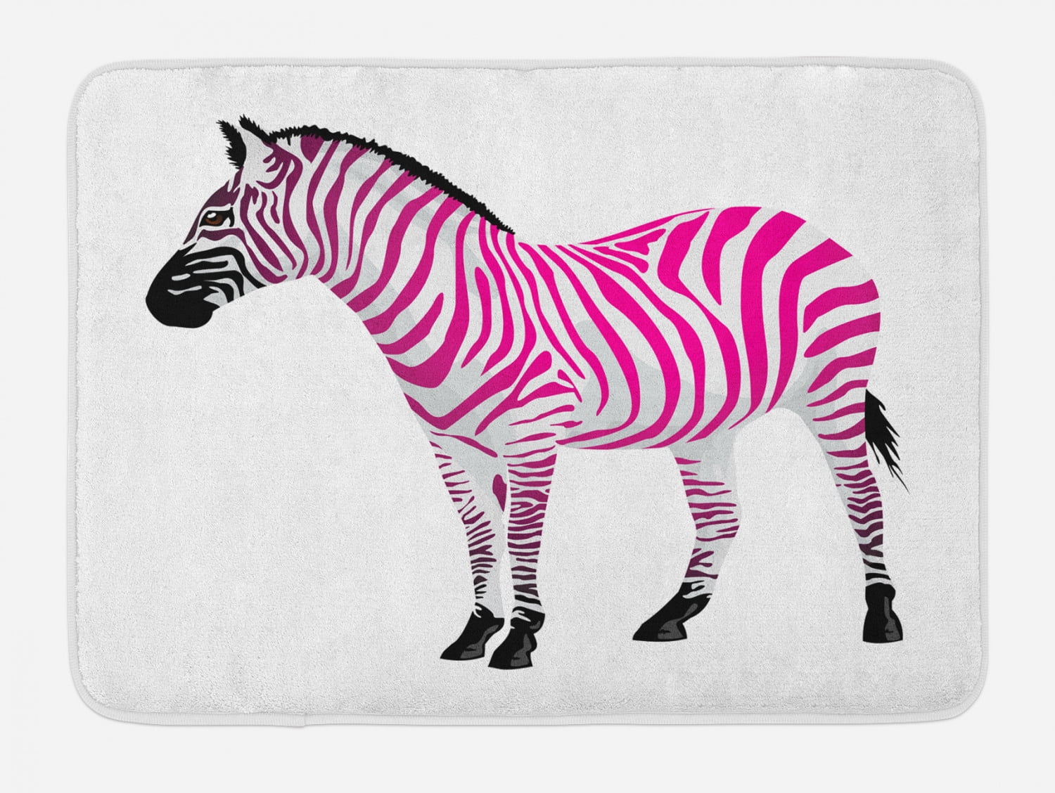 Pink Zebra Bath Mat, Zebra Figure in Pink Stripes Savannah Animal ...