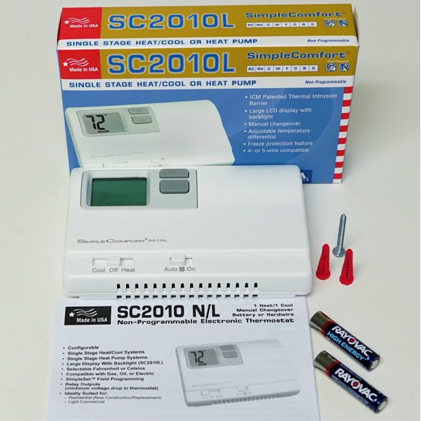 SC2010L ICM Simple Comfort Wall Thermostat Heat/Cool Heat Pump 24 V 1 Stage - Walmart.com