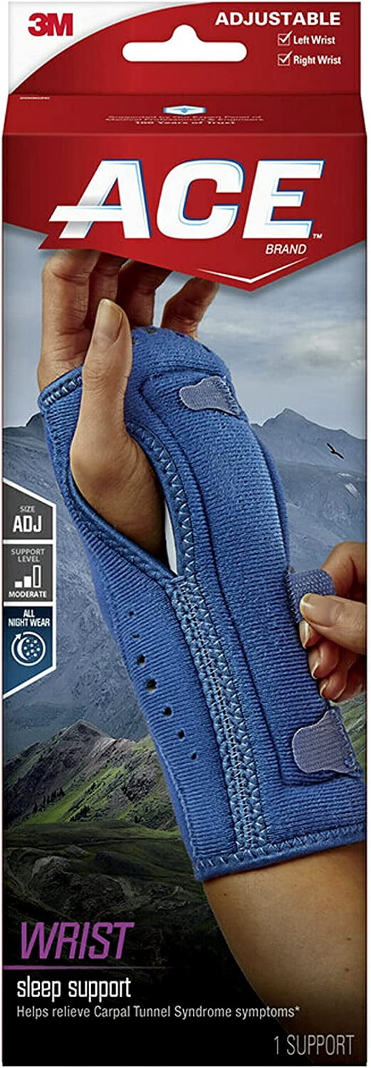 ACE Night Wrist Sleep Support, Adjustable, Blue, Helps Provide Relief ...