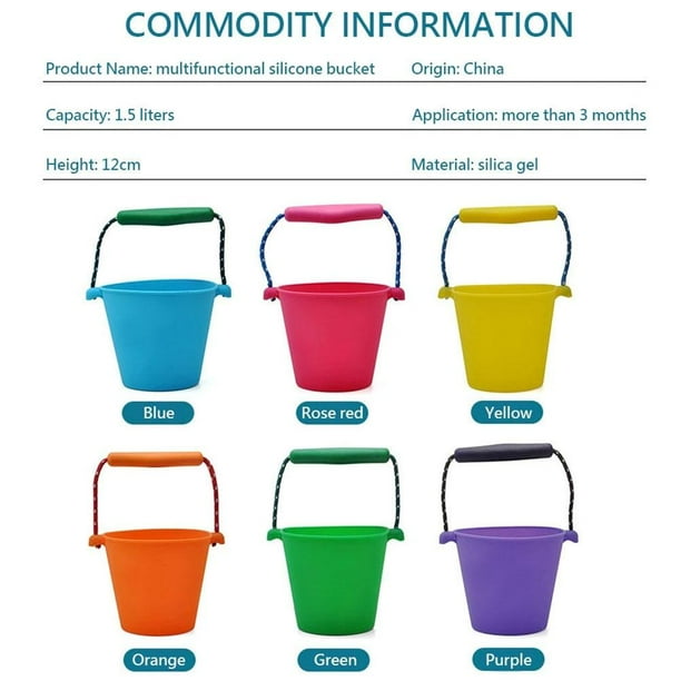 Foldable Bucket Soft Silicone Pail Bucket Sand Bucket for Kids Beach ...