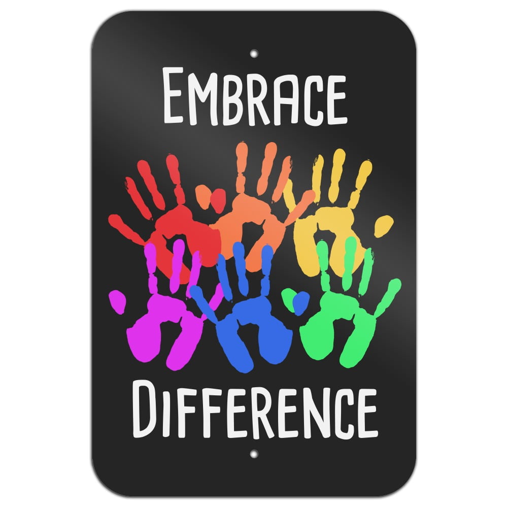 Embrace Difference Autism Hand Prints Home Business Office Sign ...