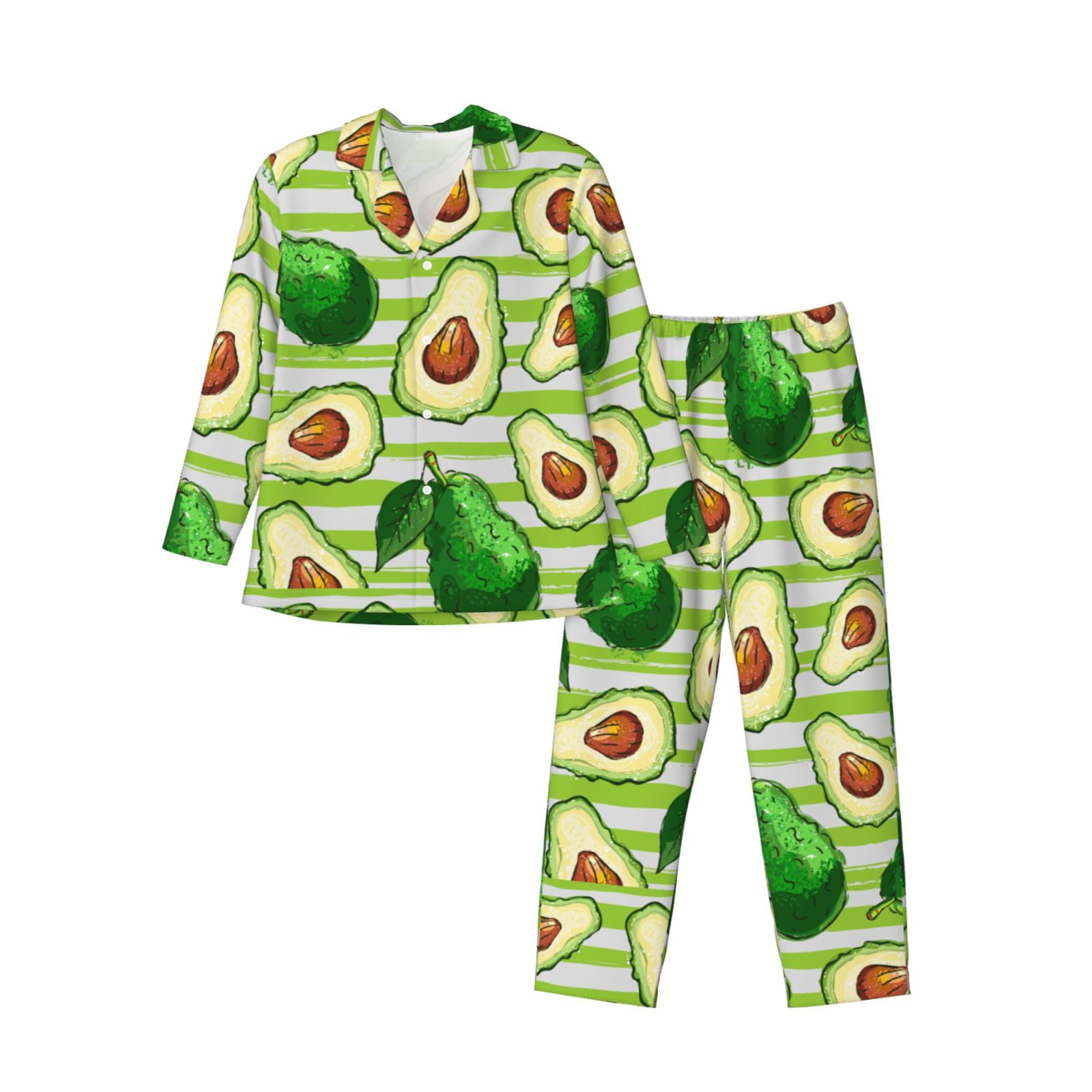 Fotbe Avocado Green Striped Pijama de Hombre con Estampado de Manga ...