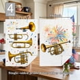 4th of july hand towels A painting of two trumpets with fireworks in ...