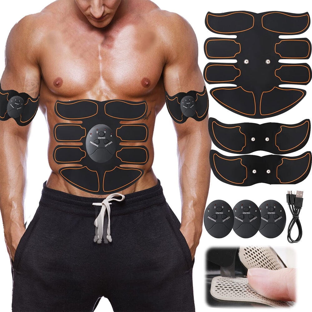 12Pad EMS Abdominal Muscle Toning Trainer ABS Stimulator Toner Fitness ...