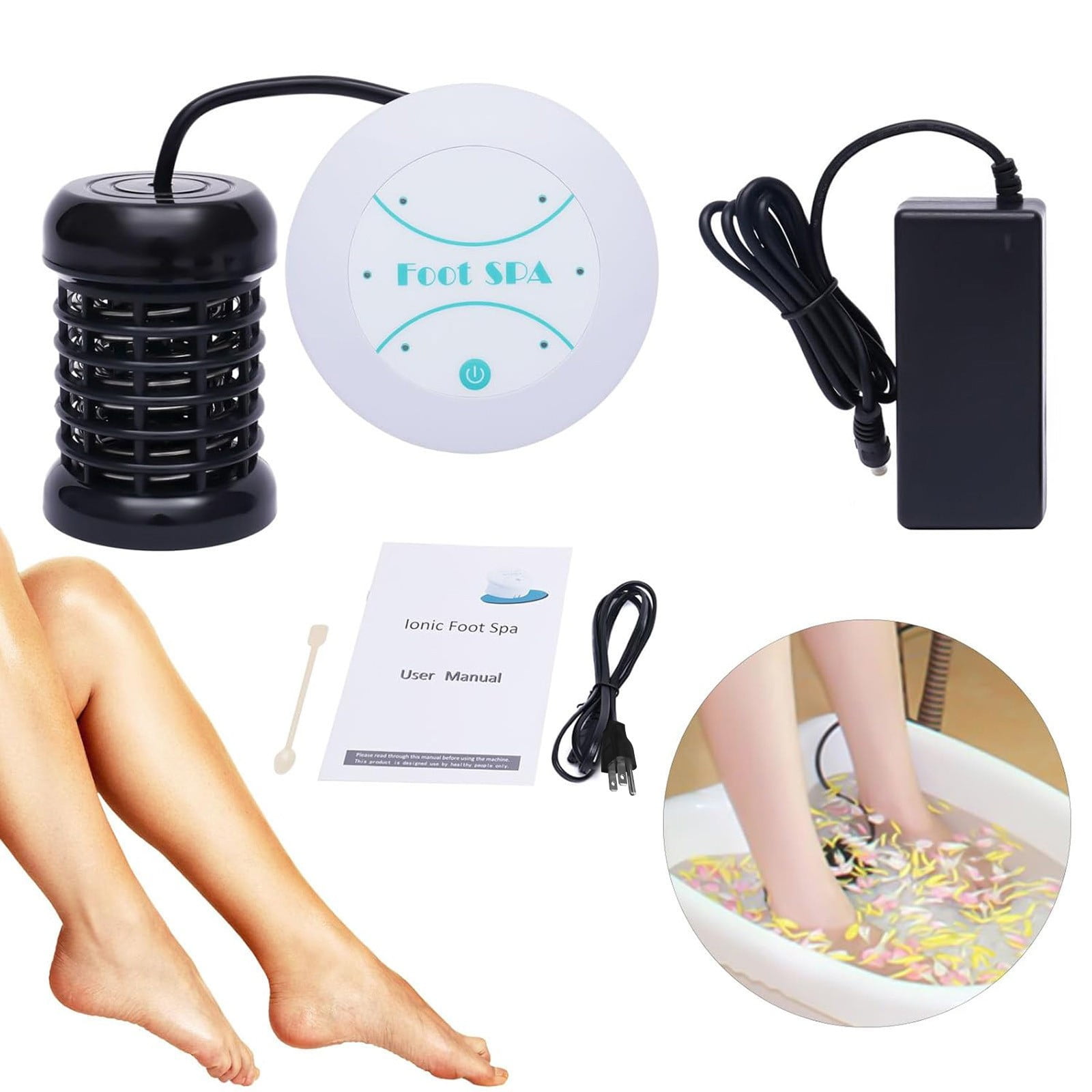 Fiudx Baño de Pies Iónico, Sistema de Spa para Pedicura En Casa, Máquina Relajante para Remojar ...