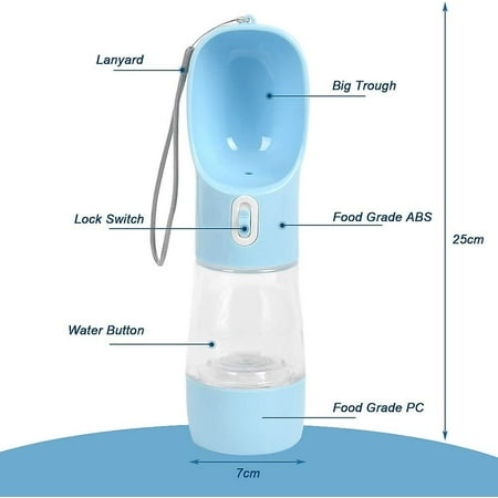 Dog Water Bottle And Food Container, 2 In 1 Travel Outdoor Portable Dog ...
