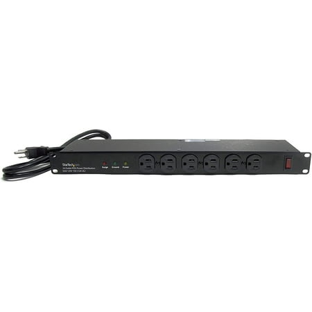 16 Outlet Horizontal 1U Rack Mount PDU Power Strip for Network Server ...