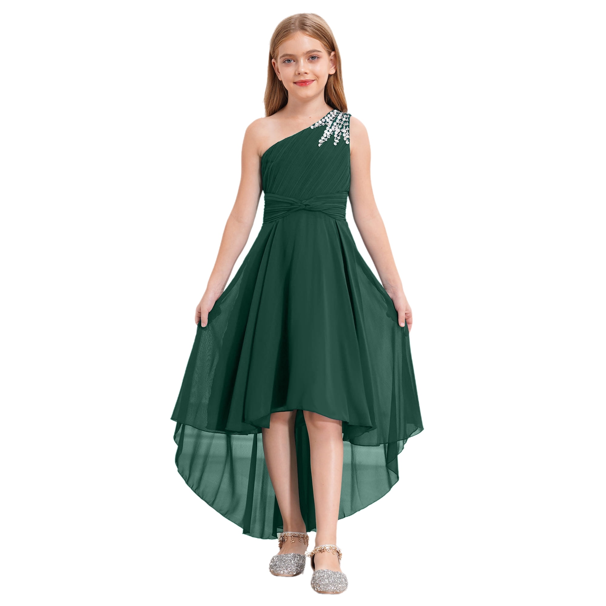 Click here for Yonghs Girls One Shoulder Formal Dress Kids Ruched... prices