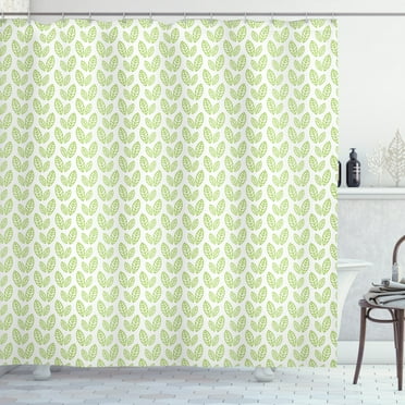 Leaf Stall Shower Curtain, Pattern with Leaf Branches Silhouette Nature ...