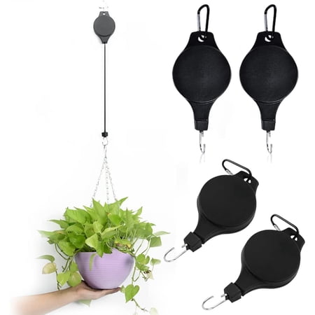 Xizioo 4 PCS Plant Pulleys Retractable Plant Pulley Hook Hanger,Heavy ...