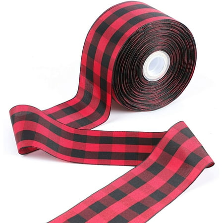 25 Yards Wide Plaid Ribbon Black and White Gingham Ribbon Taffeta ...