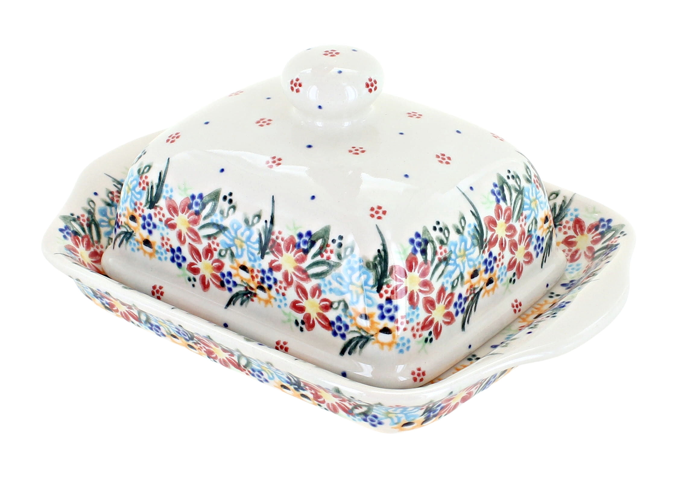 Blue Rose Polish Pottery Tara Square Butter Dish - Walmart.com