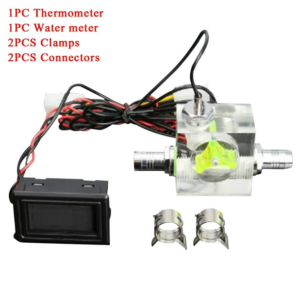 Water Cooling System Flow Meter LED Durable 2 Clamps Computer CPU ...