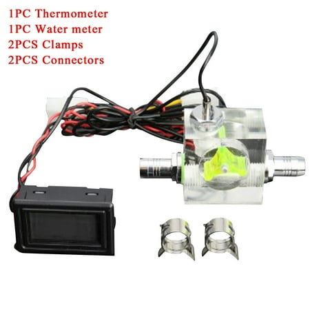 Water Cooling System Flow Meter LED Durable 2 Clamps Computer CPU ...