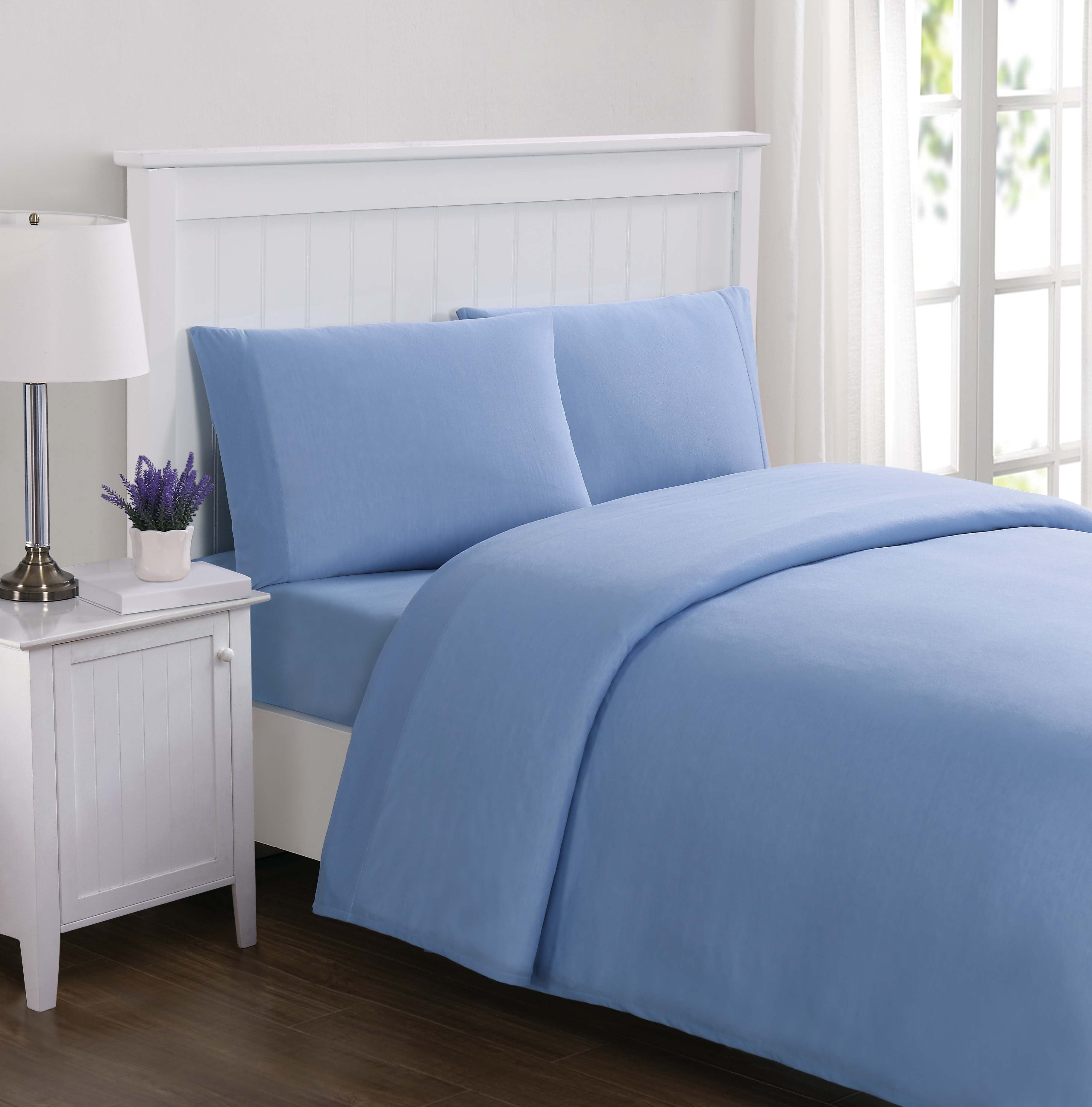 Truly Soft Everyday Solid Jersey Blue Queen Sheet Set - Walmart.com