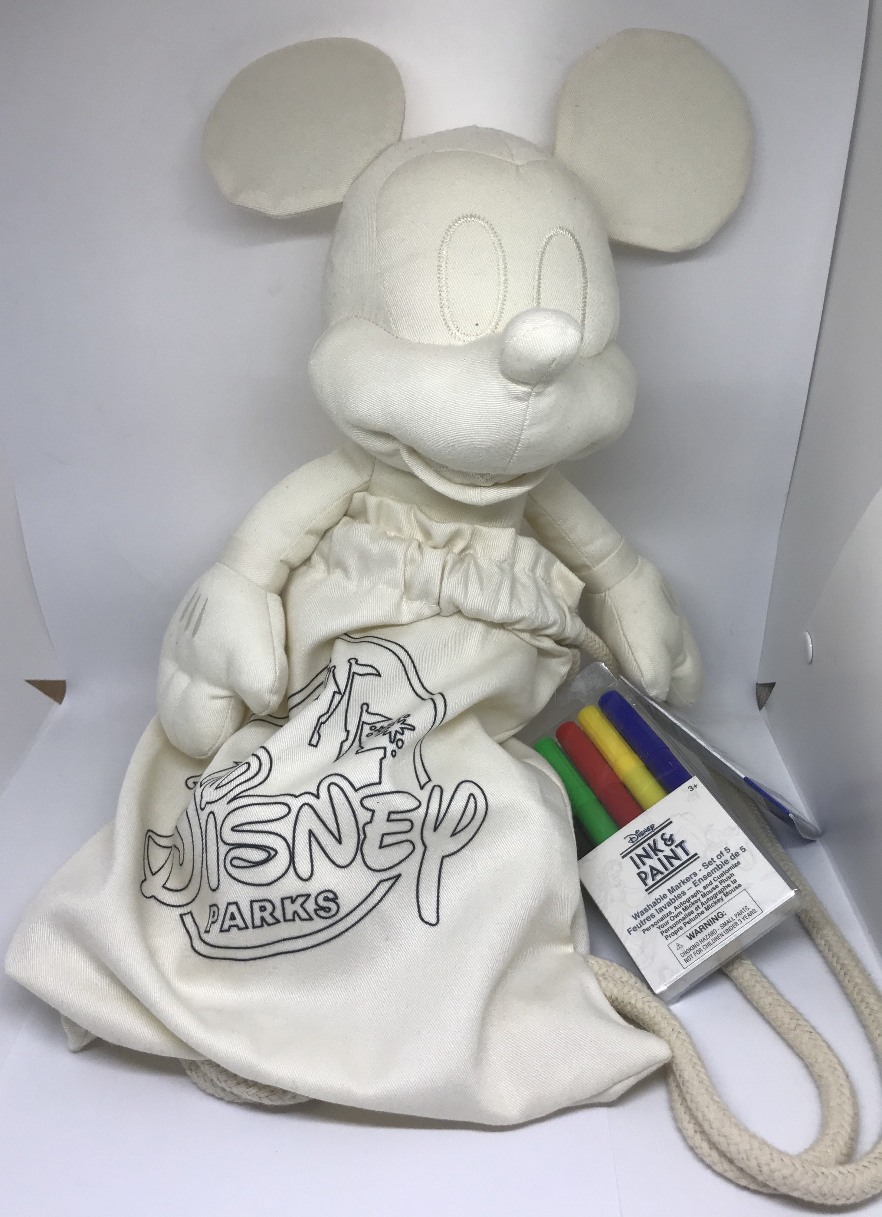 Disney Parks Ink & Paint Mickey Mouse 15" Colorable Plush Toy New With ...