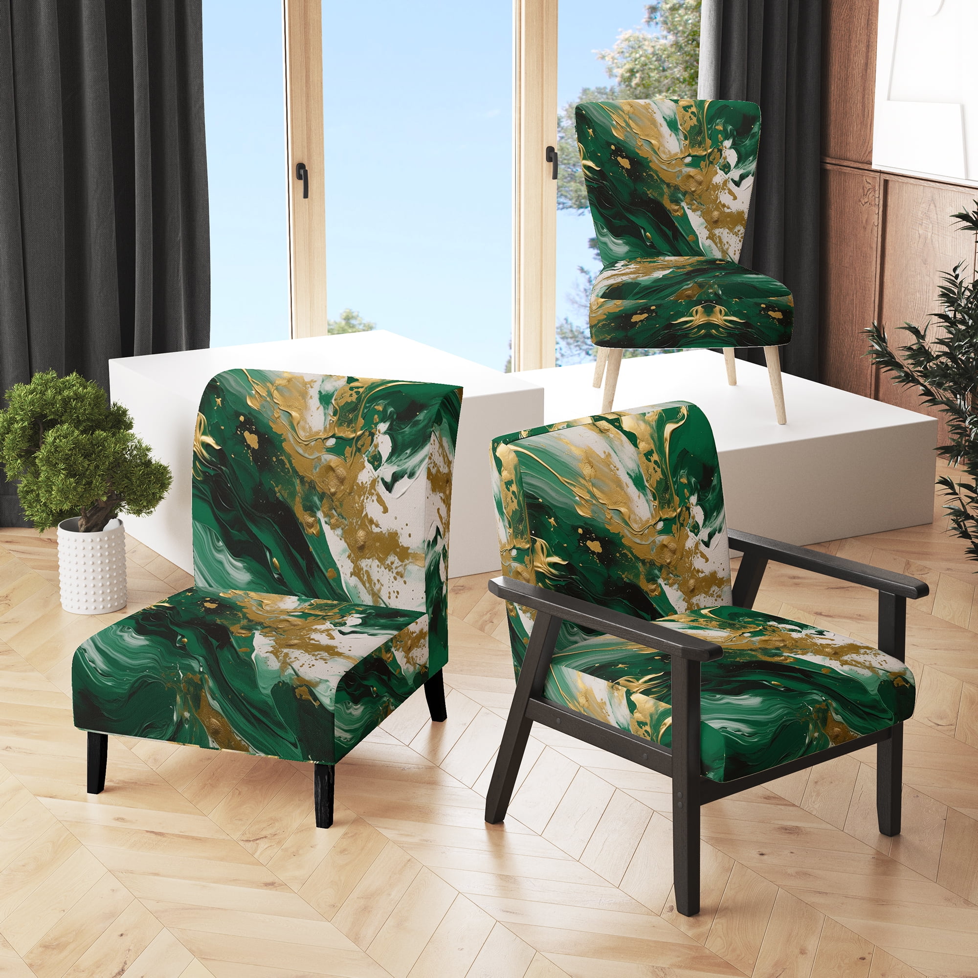 Click here for Designart Serene Cascade In Green And Gold Ii Gree... prices