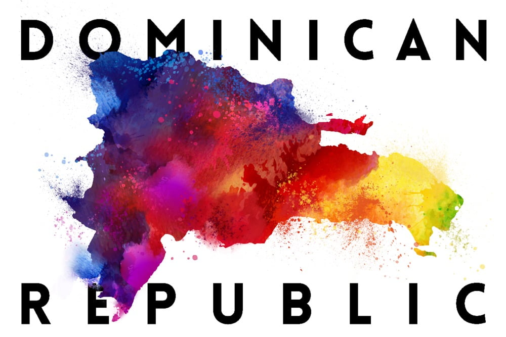 Dominican Republic, Abstract Rainbow Watercolor (16x24 Giclee Gallery ...