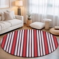 Colored Stripes 3.3ft Non Slip Round Area Rug Abstract Red White Black ...