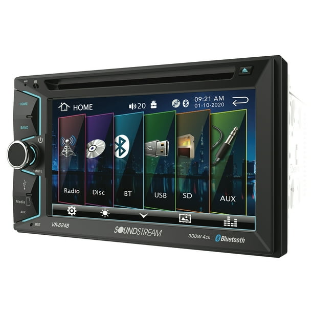 Soundstream VR-624B 6.2" Double-DIN DVD Head Unit with Bluetooth ...