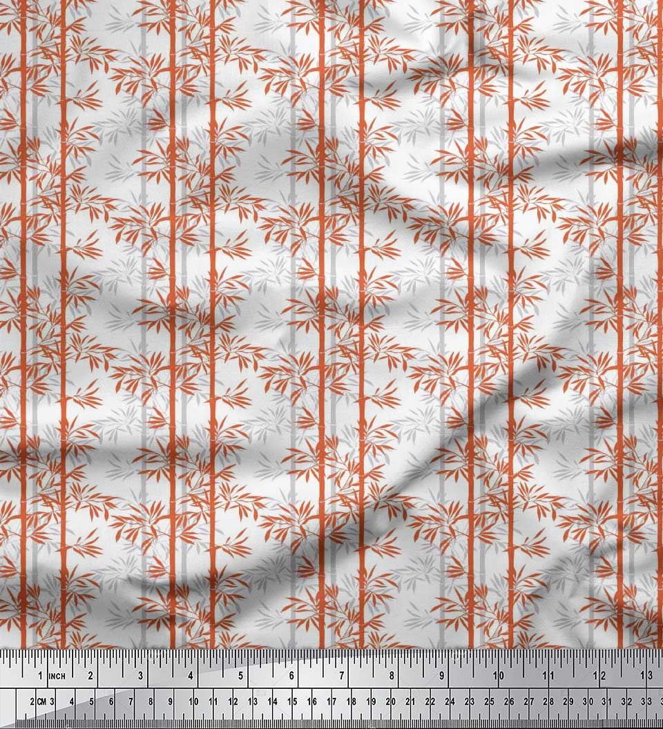 Soimoi Modal Satin Fabric Bamboo Tree Print Fabric by The Yard 42 Inch ...