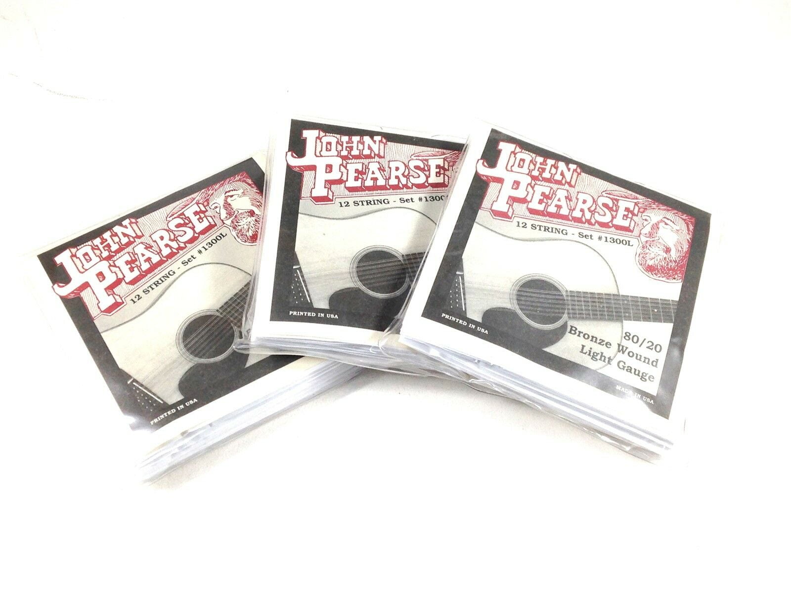 John Pearse Guitar Strings 3 Pack 12 String Set Bronze Wound LIght ...