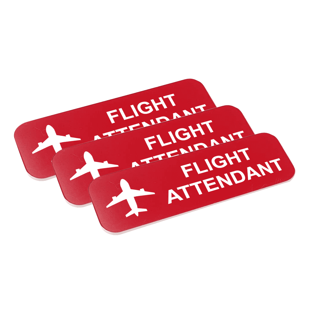 Flight Attendant 1 x 3" Name Tag/Badge, Red, (3 Pack) - Walmart.com