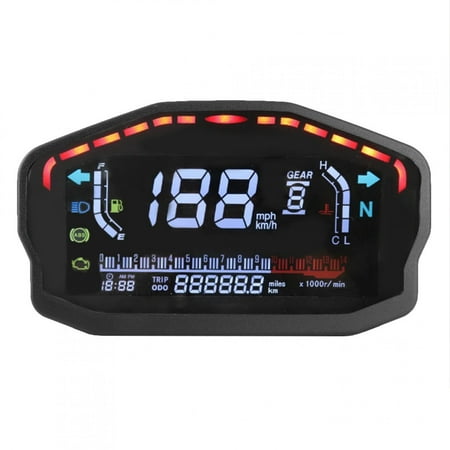 Tbest Motorcycle Tachometer, LED LCD Digital Speedometer Meter Odometer ...