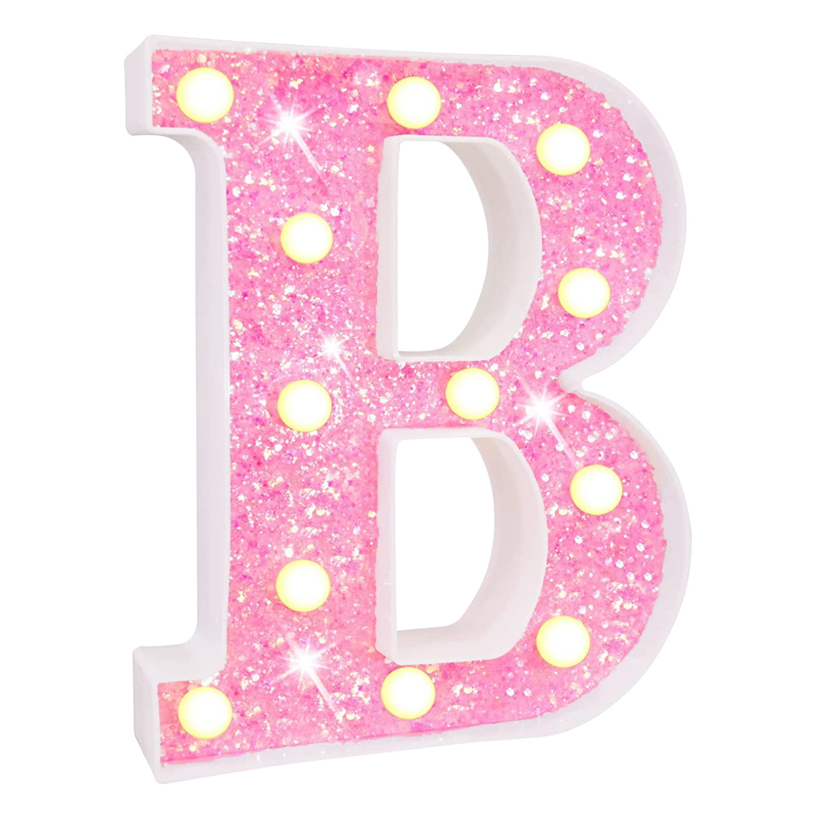 LED Letter Lights Sign Light Up Pink Letters Glitter Alphabet Letter ...