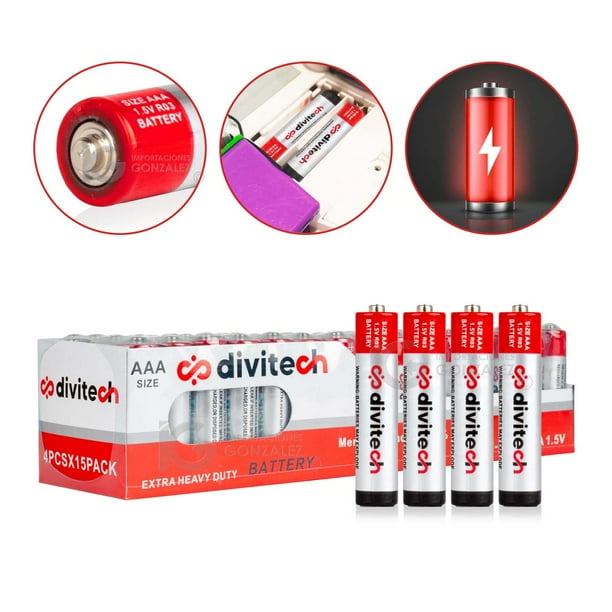 Pilas AAA Divitech® Original Paquete con 120 Baterías 1.5V | Bodega Aurrera en línea