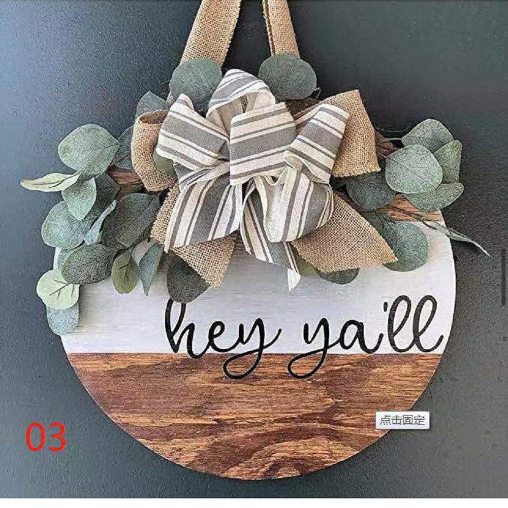 Home & Living Door Wreath Wood Welcome Sign Eucalyptus Farmhouse Door ...