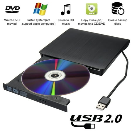 USB 2.0 Slim External DVD Drive DVD-RW CD-RW Burner Laptop Potable ...