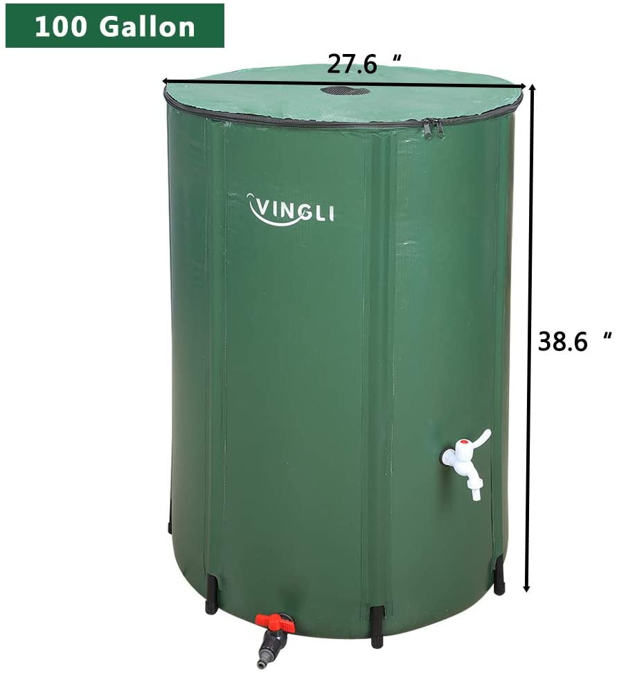 Buy VINGLI 100 Gallon Collapsible Rain Barrel Portable Water Storage ...