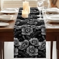 Black Flowers Burlap Cotton Table Runner 13x36 Inches Short, Farmhouse ...