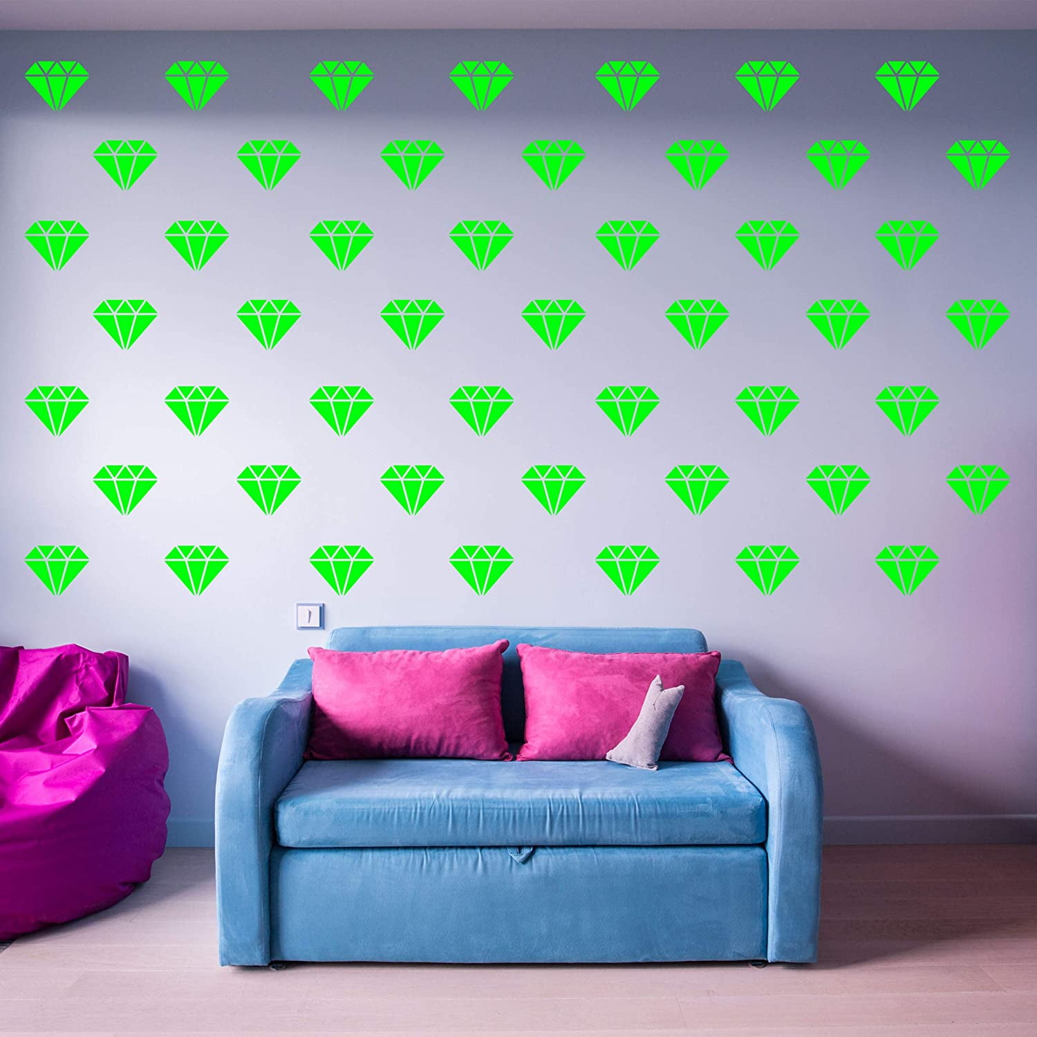 VWAQ Diamond Wall Stickers Patterns Decor Shapes Vinyl Decals - V2 49 ...