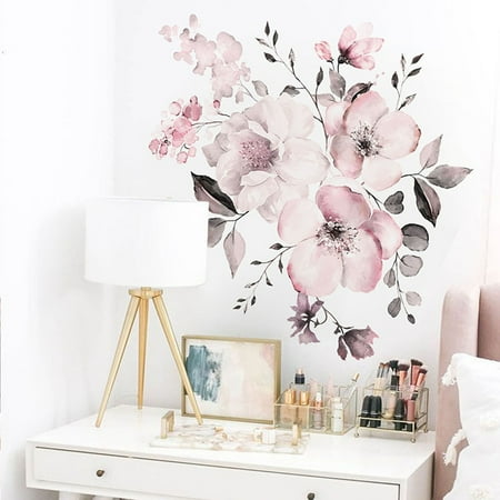 Neinkie Pink Wall Decals Floral Wall Decal Bouquet Flowers Peel and ...
