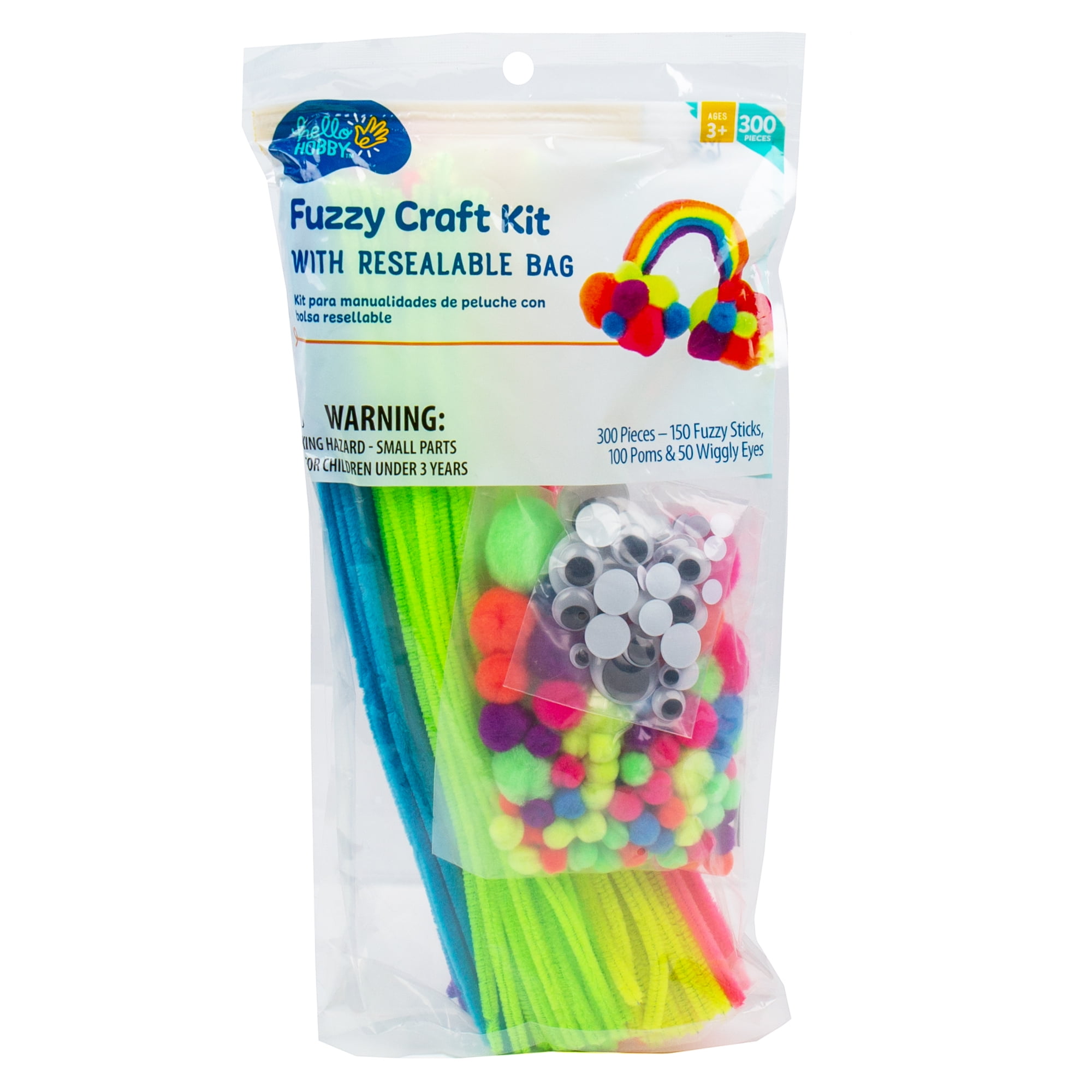 Hello Hobby Fuzzy Craft Kit, Neon - Walmart.com