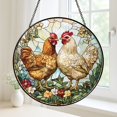 Chicken Lover Stained Glass Suncatcher Farm Animal Window Hanging ...