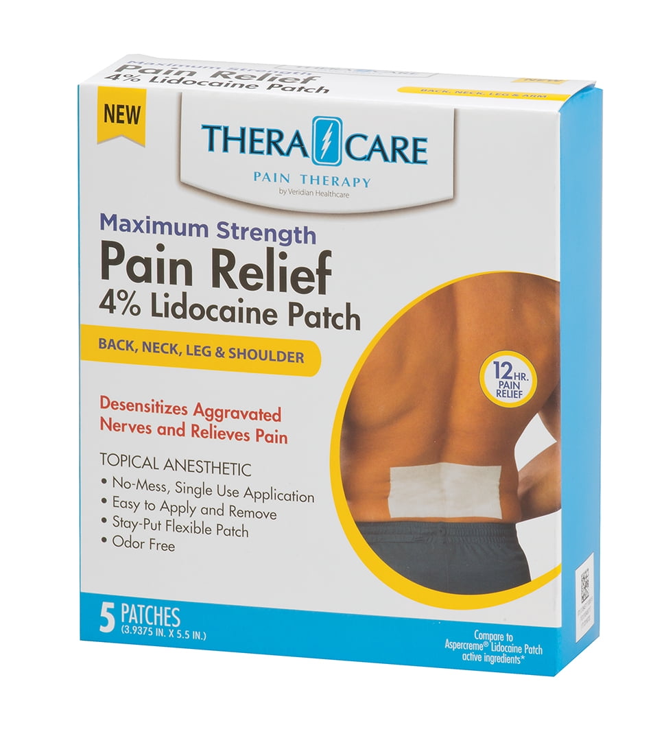 Thera|Care Pain Relief Patch | 4% Lidocaine Patch | 3.9” x 5.5” | 5-Count Box - Walmart.com