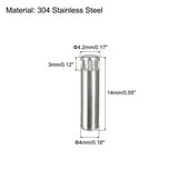 4x14mm 304 Stainless Steel Dowel Pins, 5 Pack Knurled Head Flat End ...