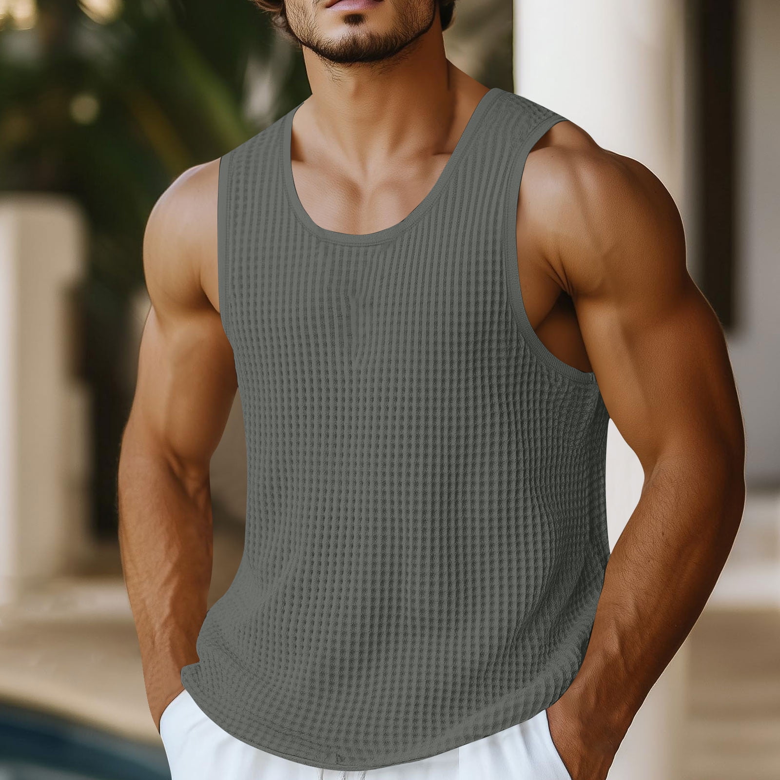 Click here for Asjyhkr Workout Tank Tops Men Breathable Crew Neck... prices