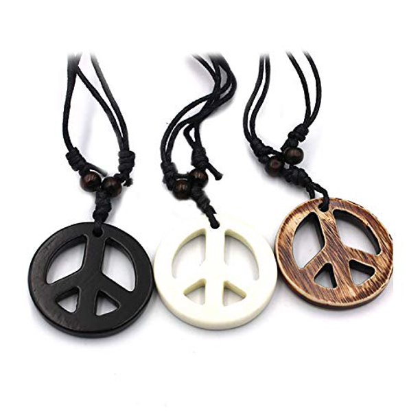 3 Pcs Handmade Adjustable Love Peace Sign Hippie Pendant Necklace Peace ...