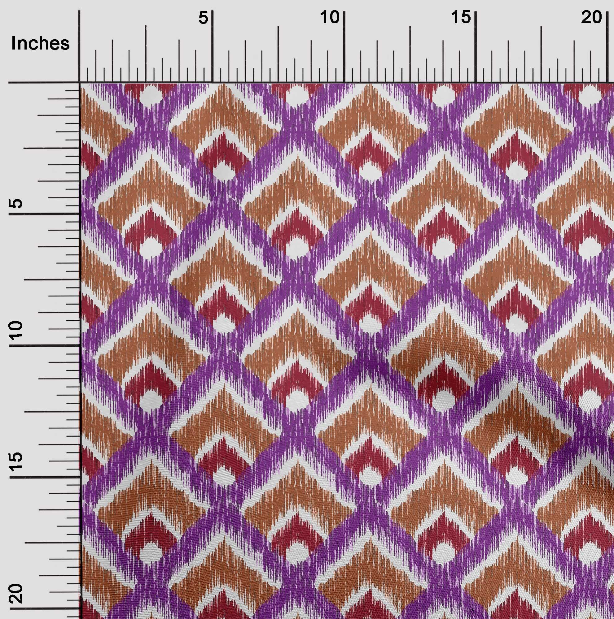 oneOone Viscose Chiffon Fabric Argyle Style Ikat Print Fabric By The ...