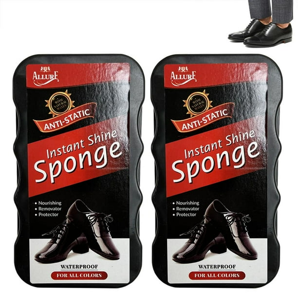 2 Pk Instant Shoe Shine Sponge Cleaning Protector Leather Care Boots ...