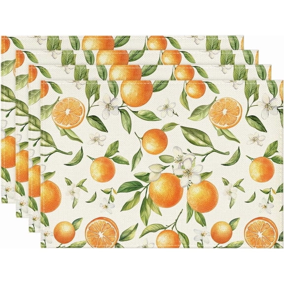 Brown Poppy Floral Leaves Round Placemats Set of 4,15 Inch Seasonal ...