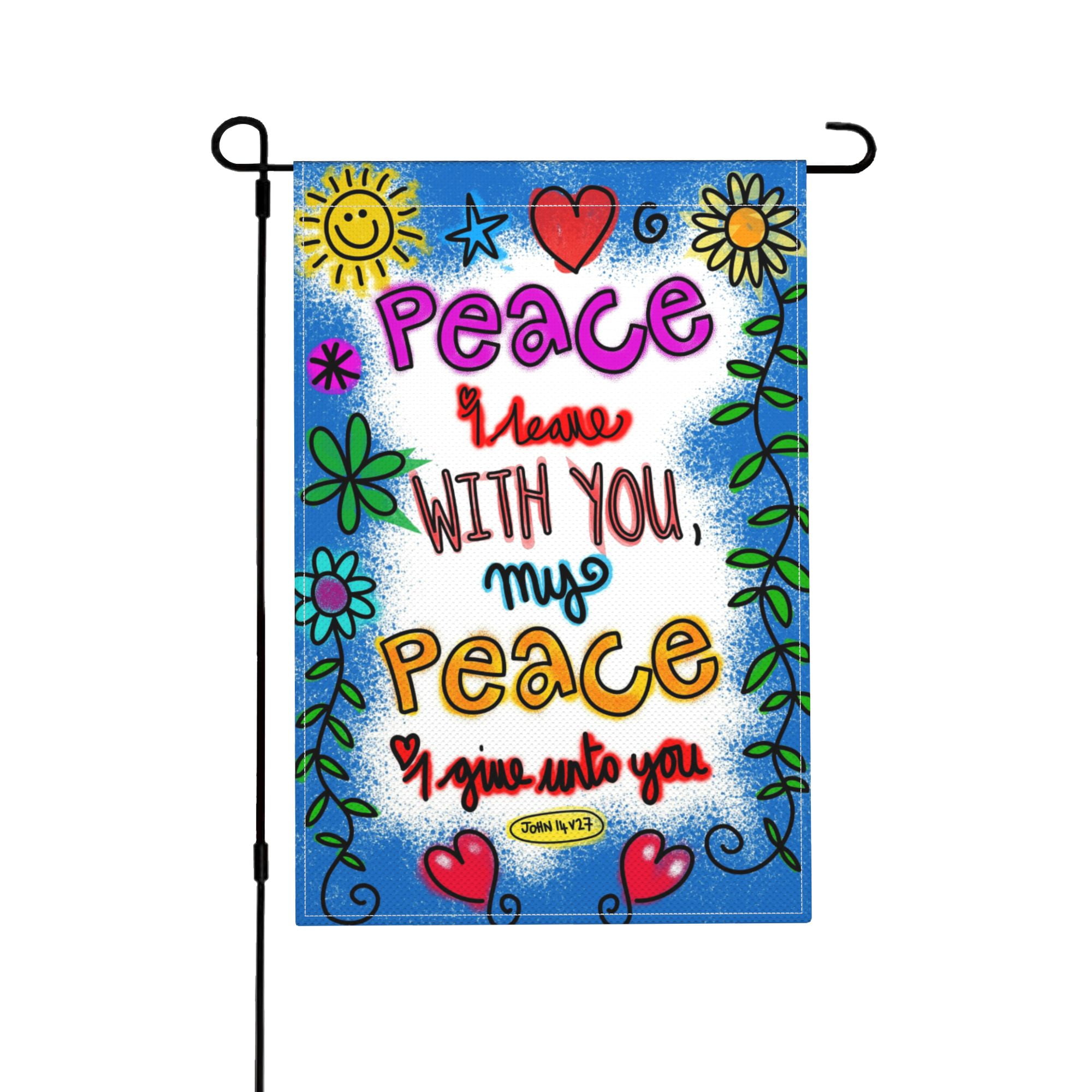 TEQUAN Cartoon Doodle Hope Peace Garden Flags, 18 x 12 inch Double ...