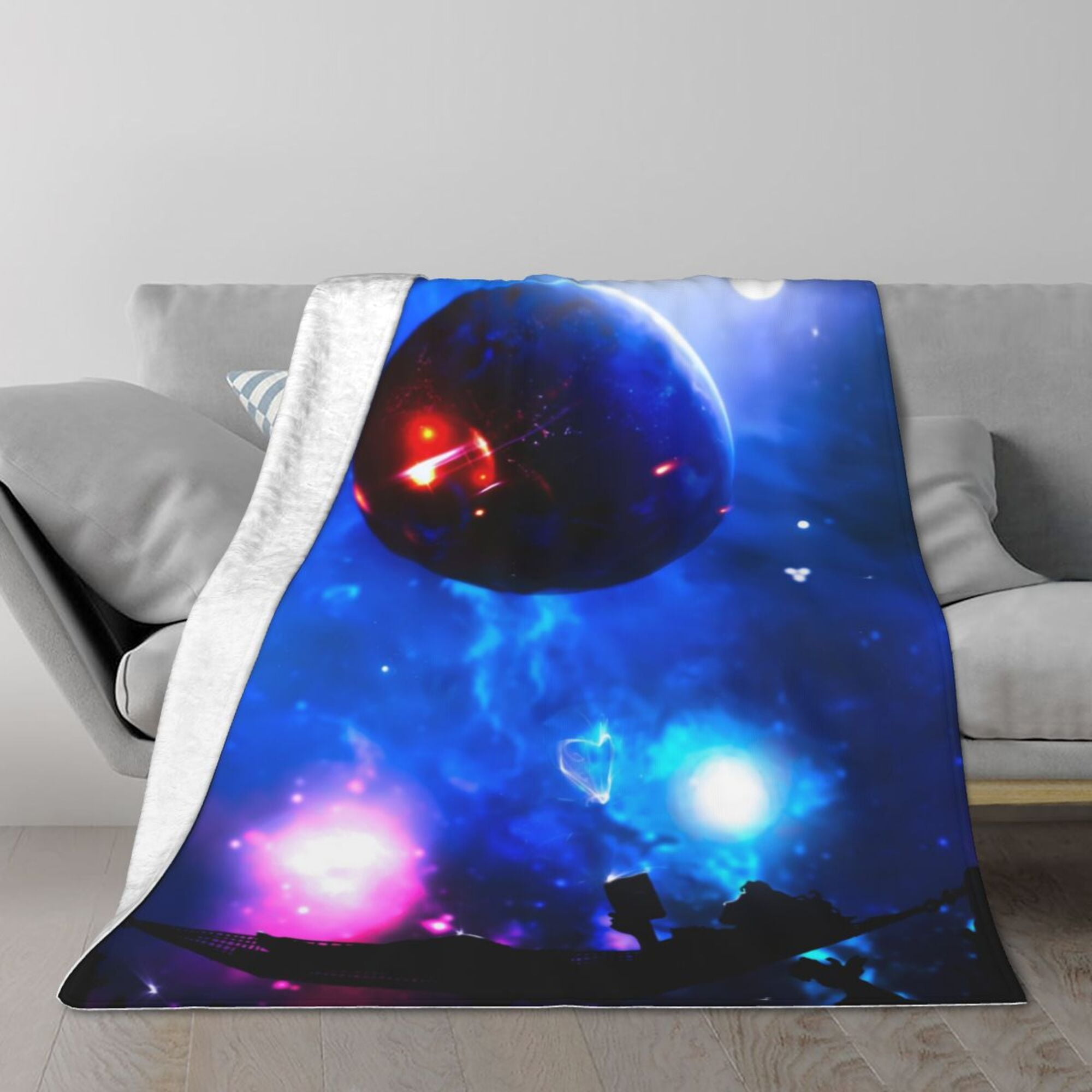 TEQUAN Double Layer Plush Bed Blanket, Fantasy Universe Planet Pattern ...